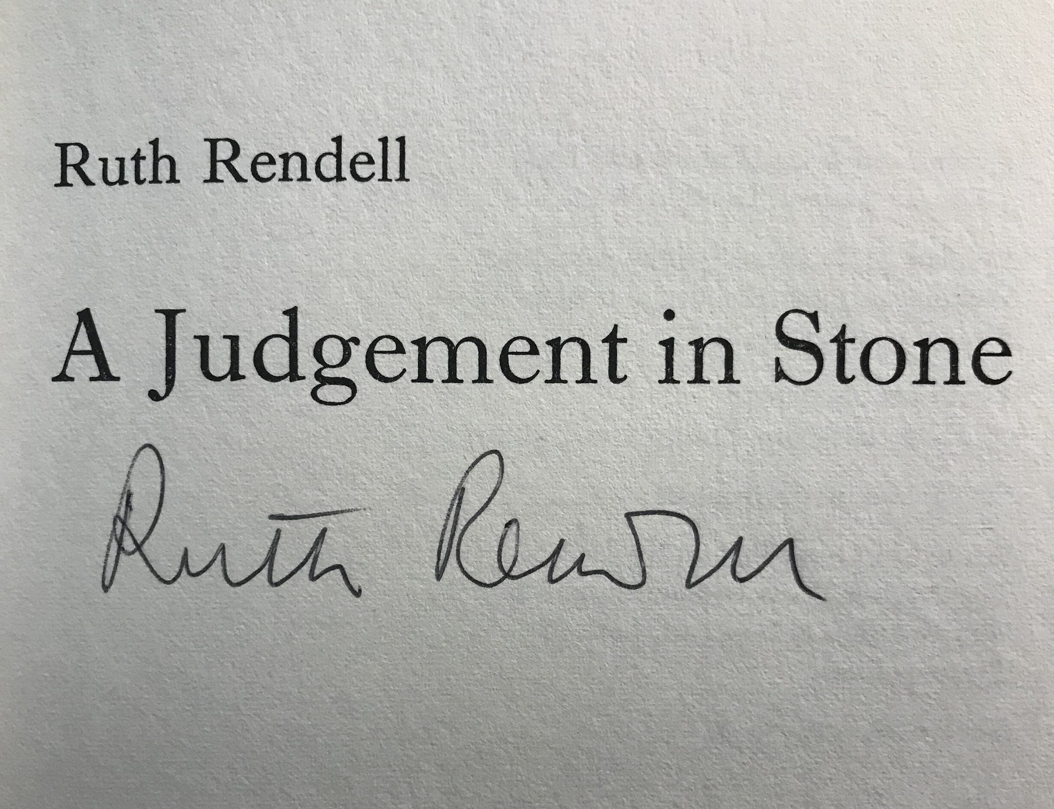 Ruth Rendell - A Judgement in Stone - First UK Edition 1977 - SIGNED