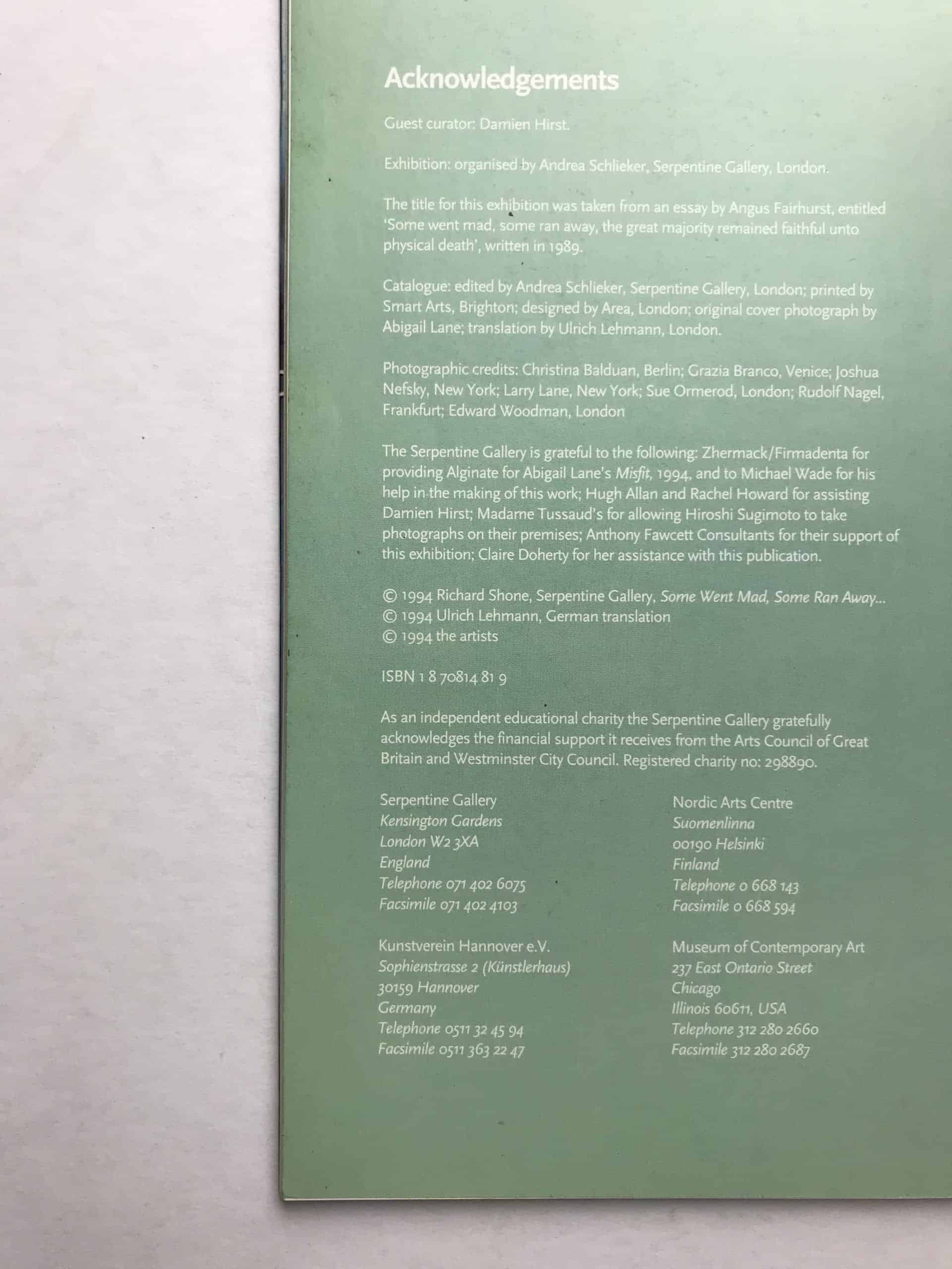 Alexis Rockman; Robert Peacock; Abigail Lane; Damien Hirst et al - Some ...