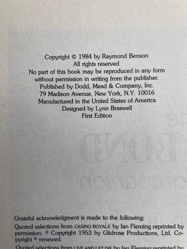 Raymond Benson - The James Bond Bedside Companion - SIGNED First US ...