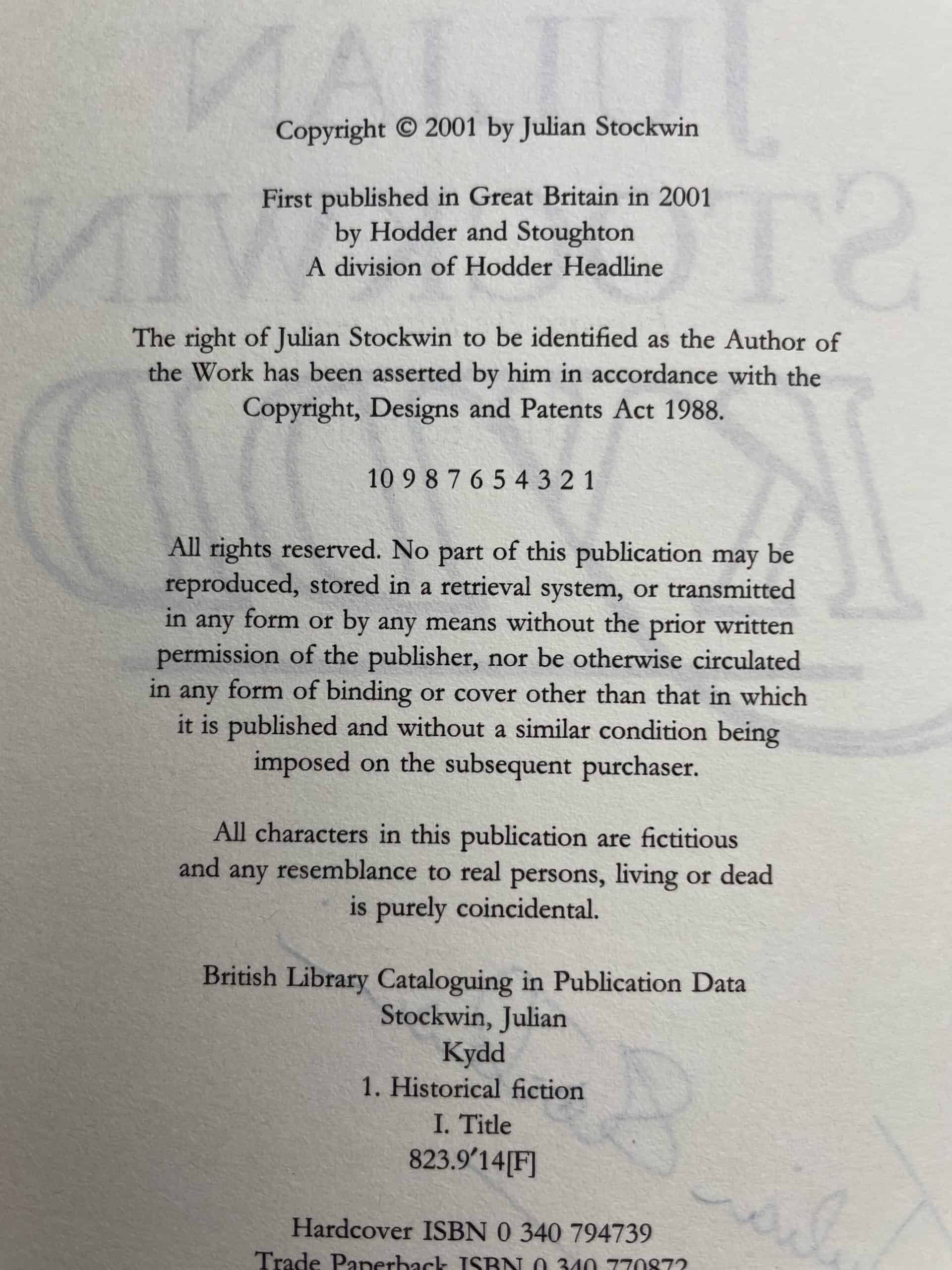 Julian Stockwin - Kydd - SIGNED First Edition 2001