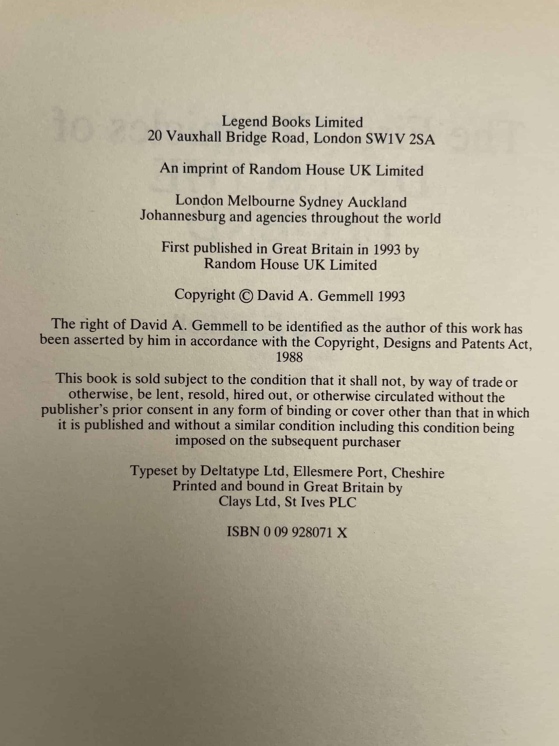 David Gemmell - Druss The Legend - First Edition 1993