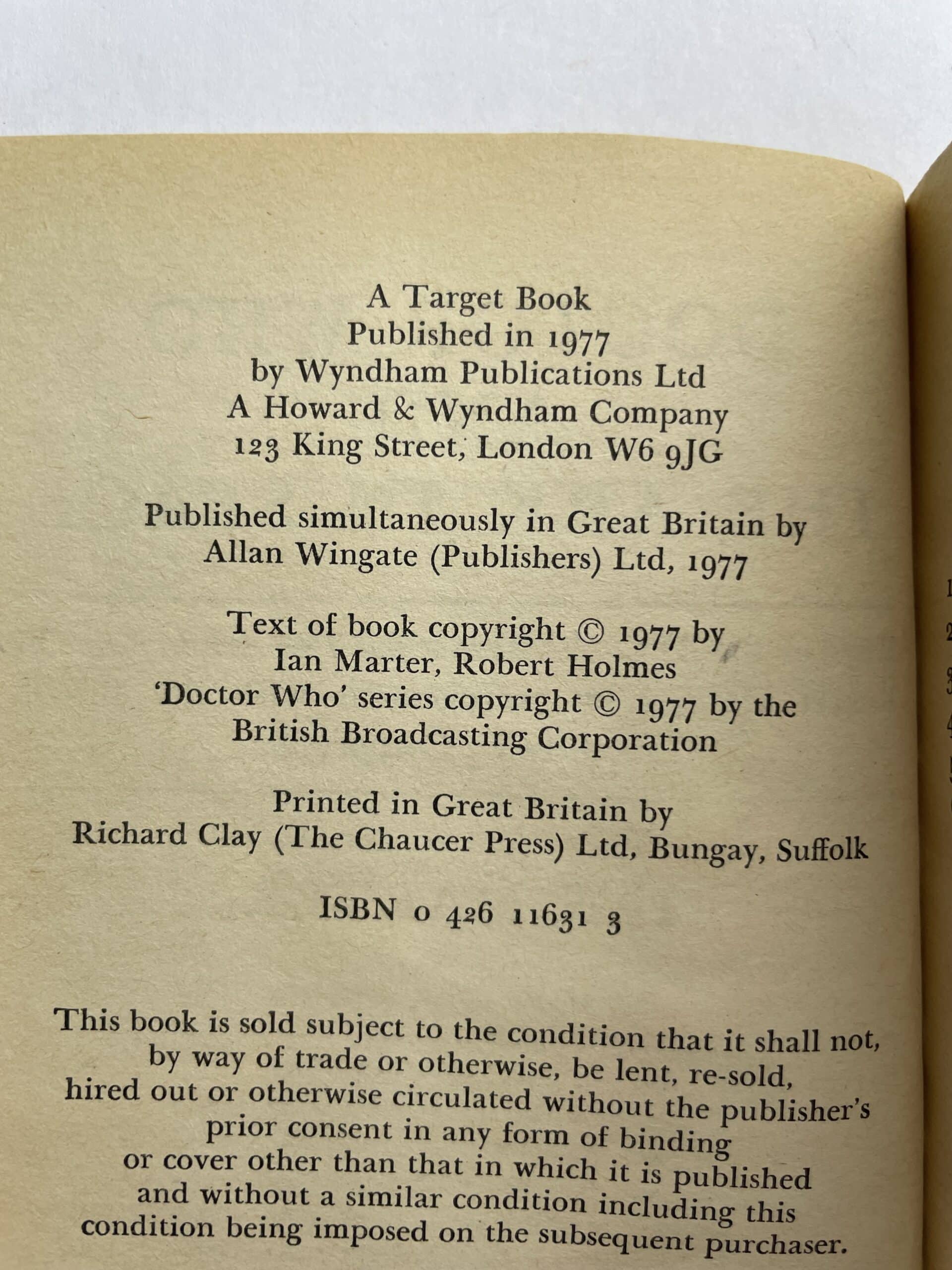 Ian Marter - Doctor Who And The Ark In Space - First Edition 1977