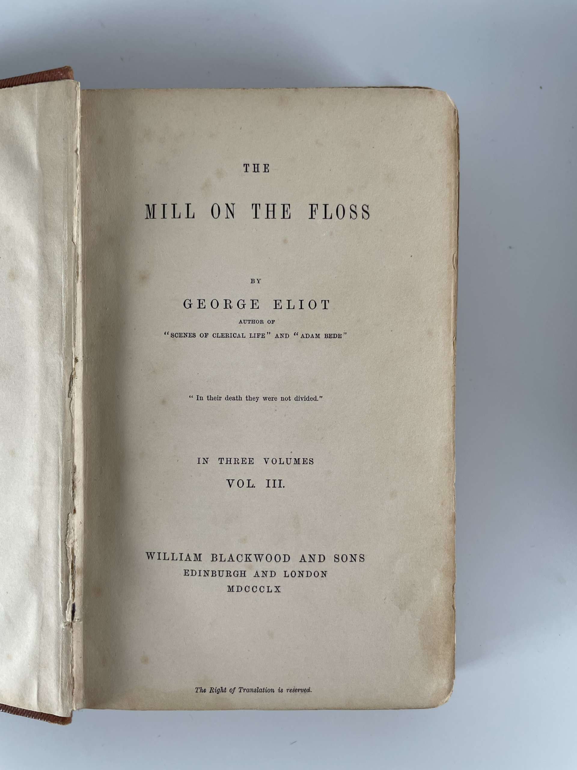 George Eliot - The Mill on the Floss - First Editions 1860