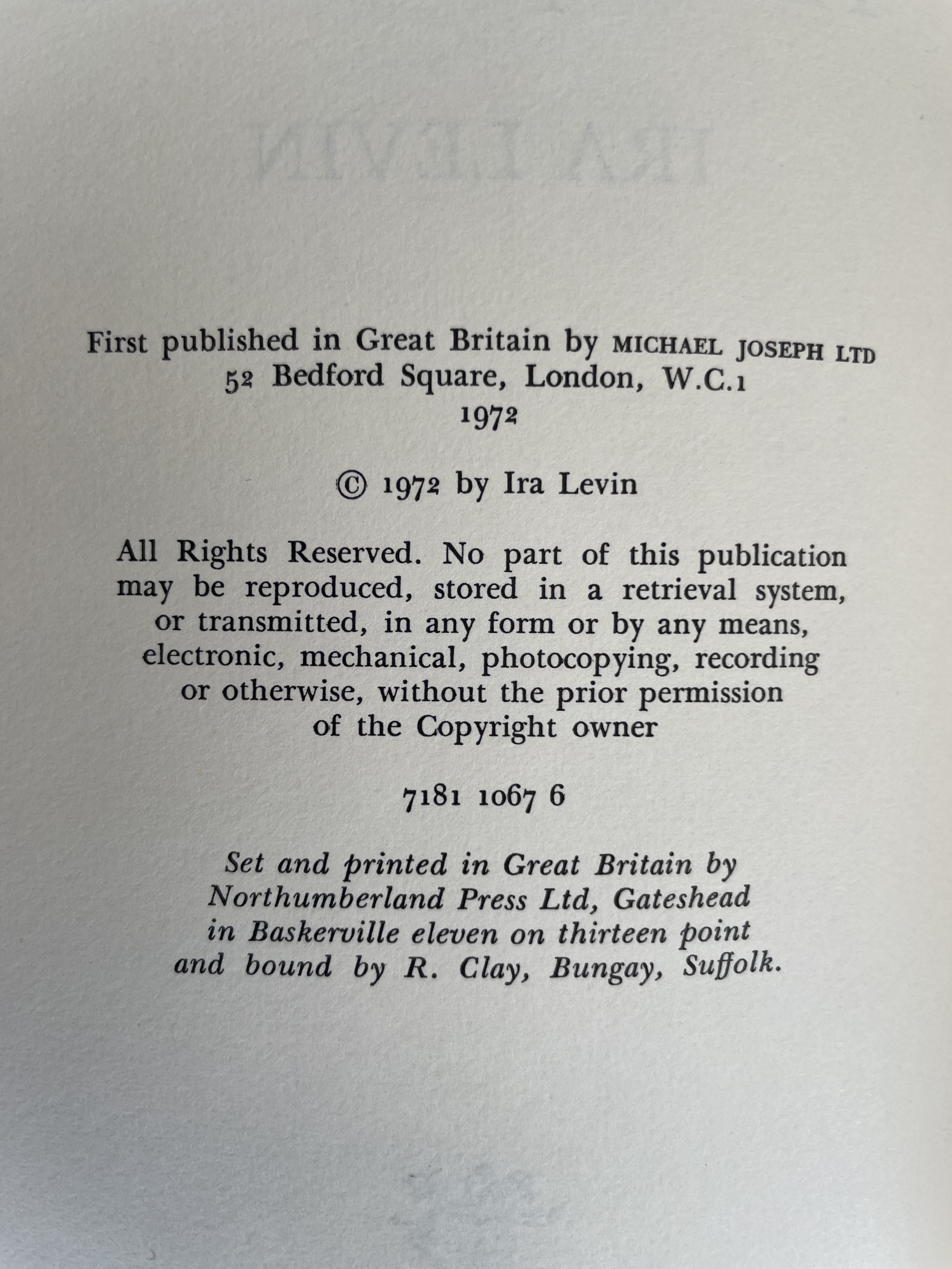 Ira Levin - The Stepford Wives - First Edition 1972