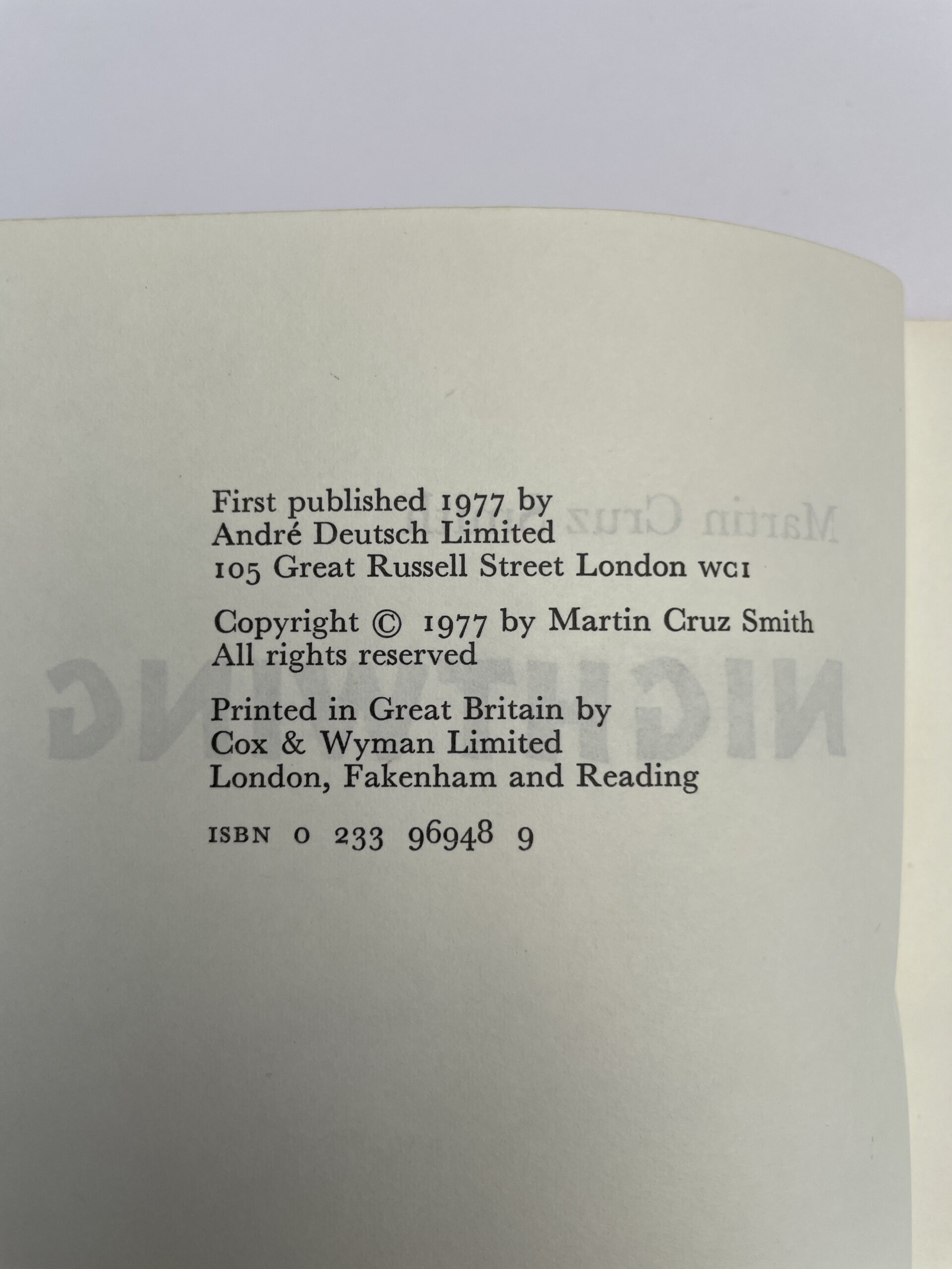 Martin Cruz Smith - Nightwing - An Uncorrected Proof Copy 1977