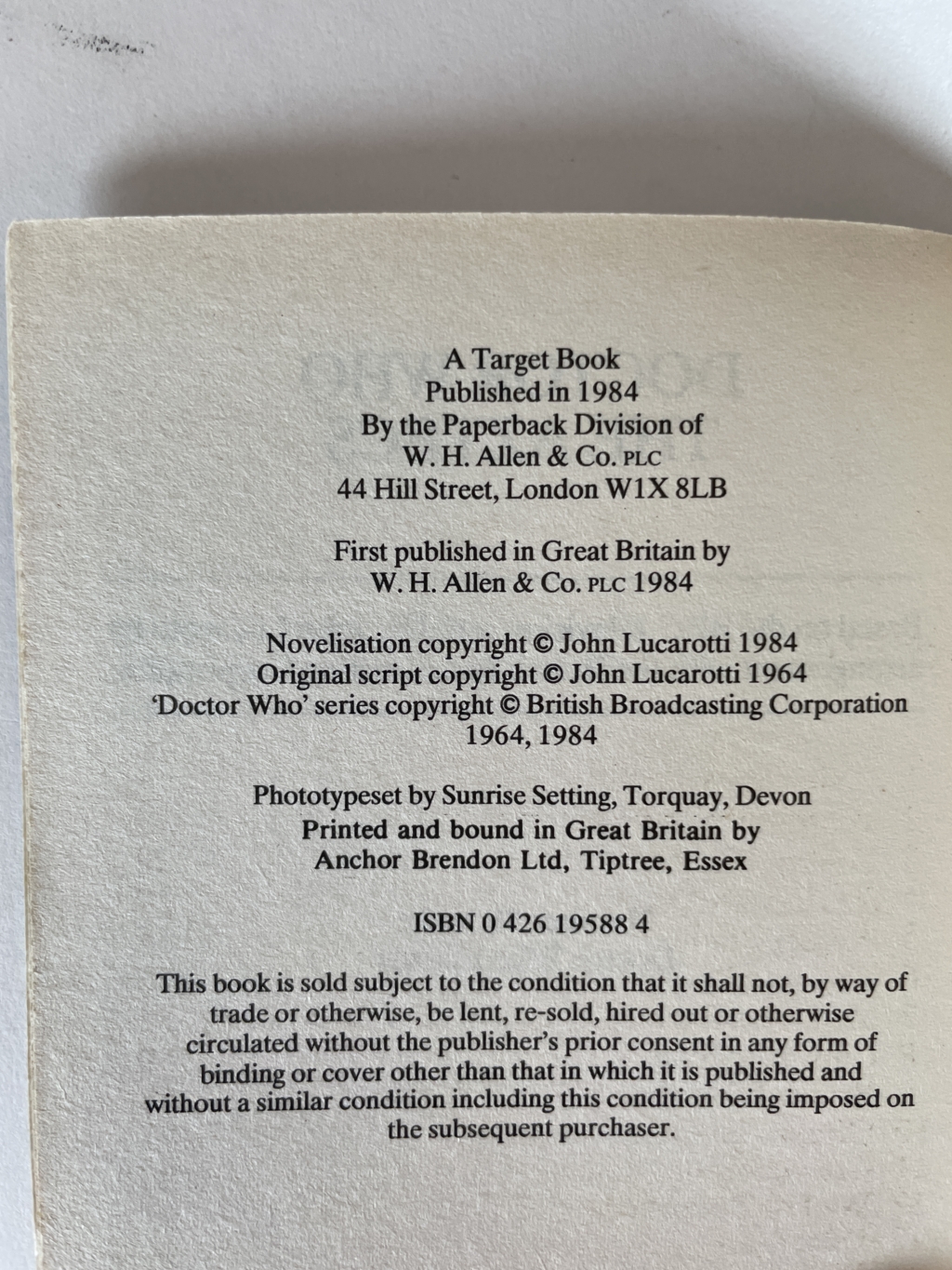 John Lucarotti - Doctor Who - The Aztecs - First Edition 1984